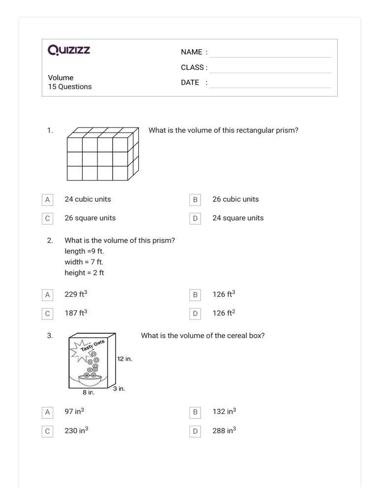 Quizizz - Volume | PDF | Foot (Unit) | Yard