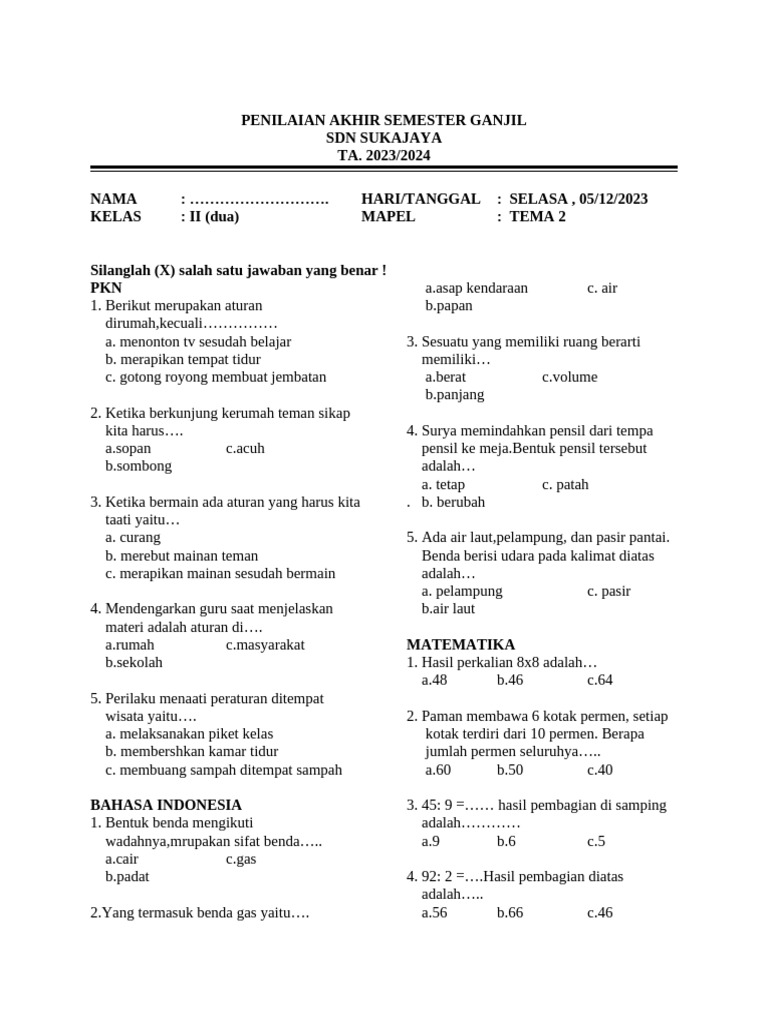 Tema 2 Kelas 2 | PDF | Griya & Taman