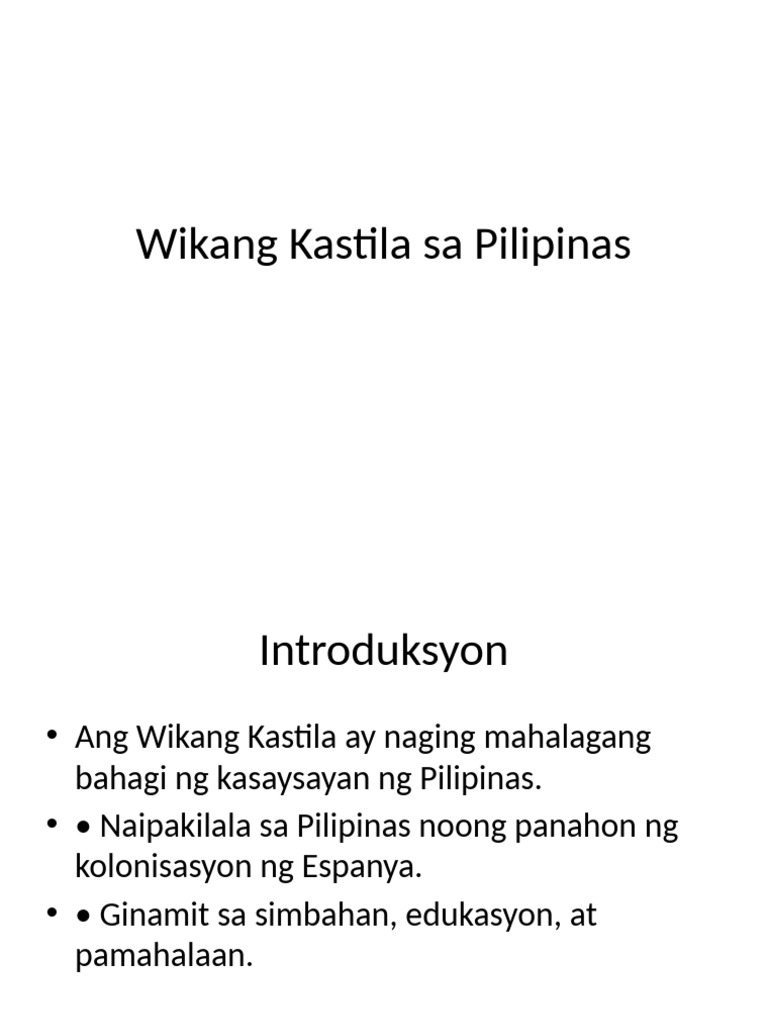 Wikang Kastila Sa Pilipinas | PDF