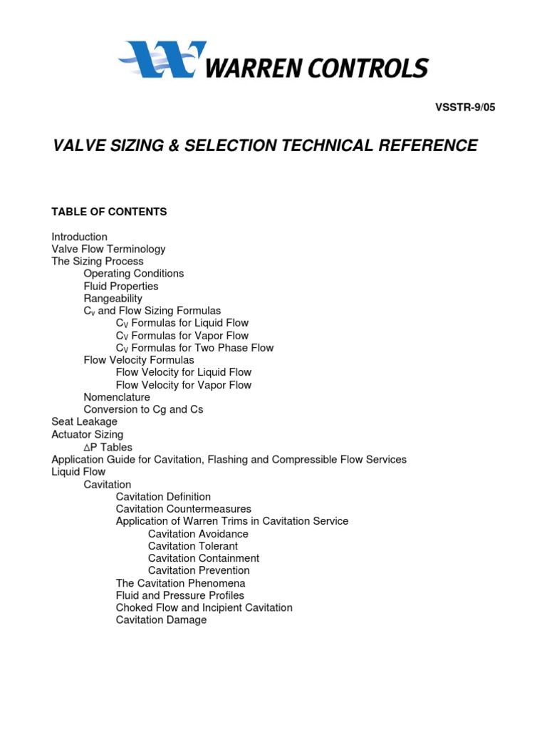 Valve Sizing Reference | PDF