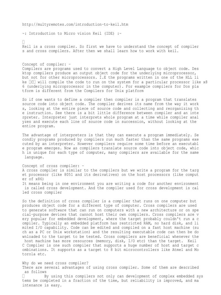 Keil Intro | PDF | C (Programming Language) | Compiler