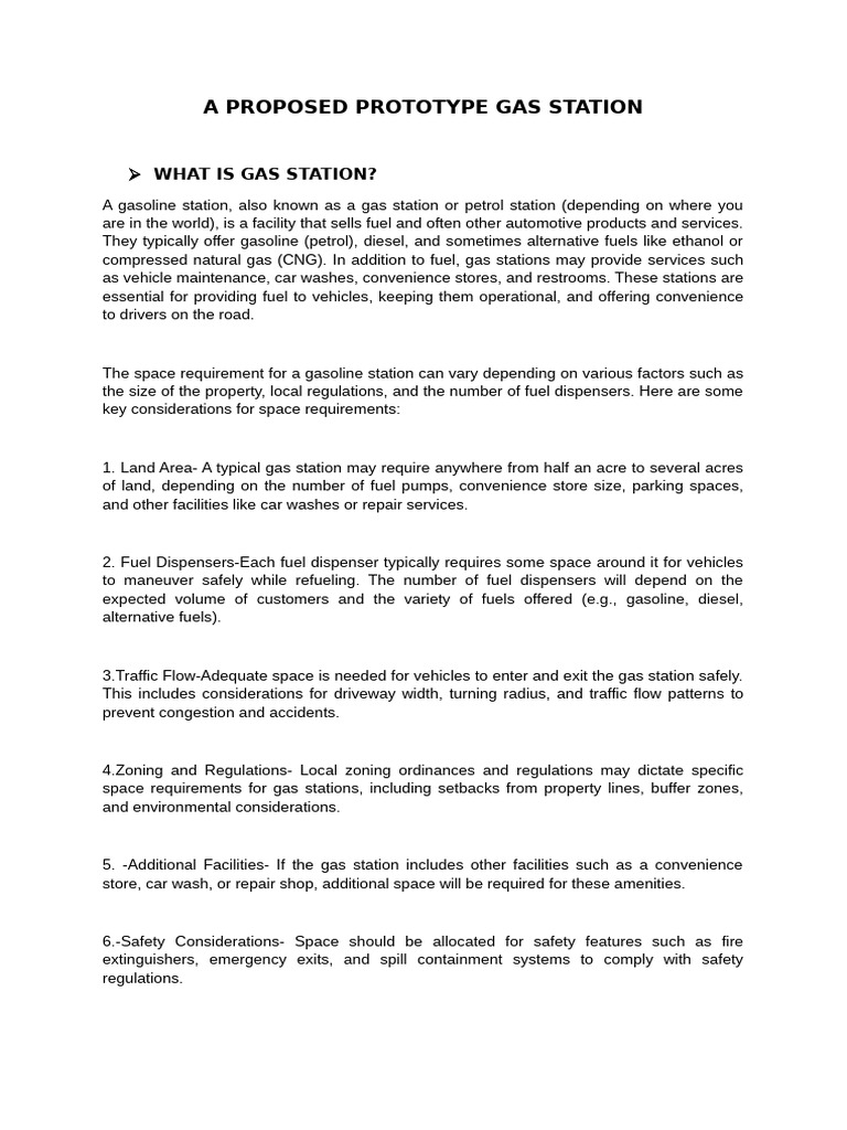 A Proposed Prototype Gas Station | PDF | Filling Station | Gasoline