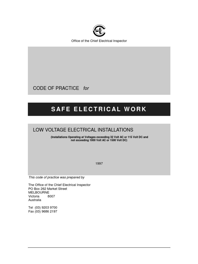 Code of Practice Safe Electrical Work | PDF