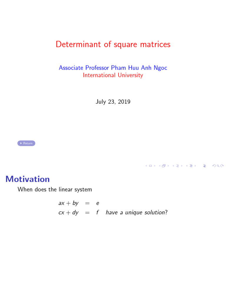Determinant of Square Matrices (2019) | PDF | Matrix (Mathematics) | Determinant
