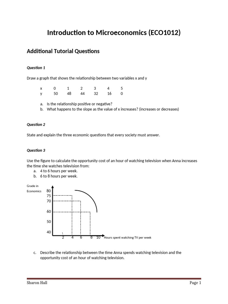 Unit 1 - Additional tutorial questions | PDF | Economies | Economics