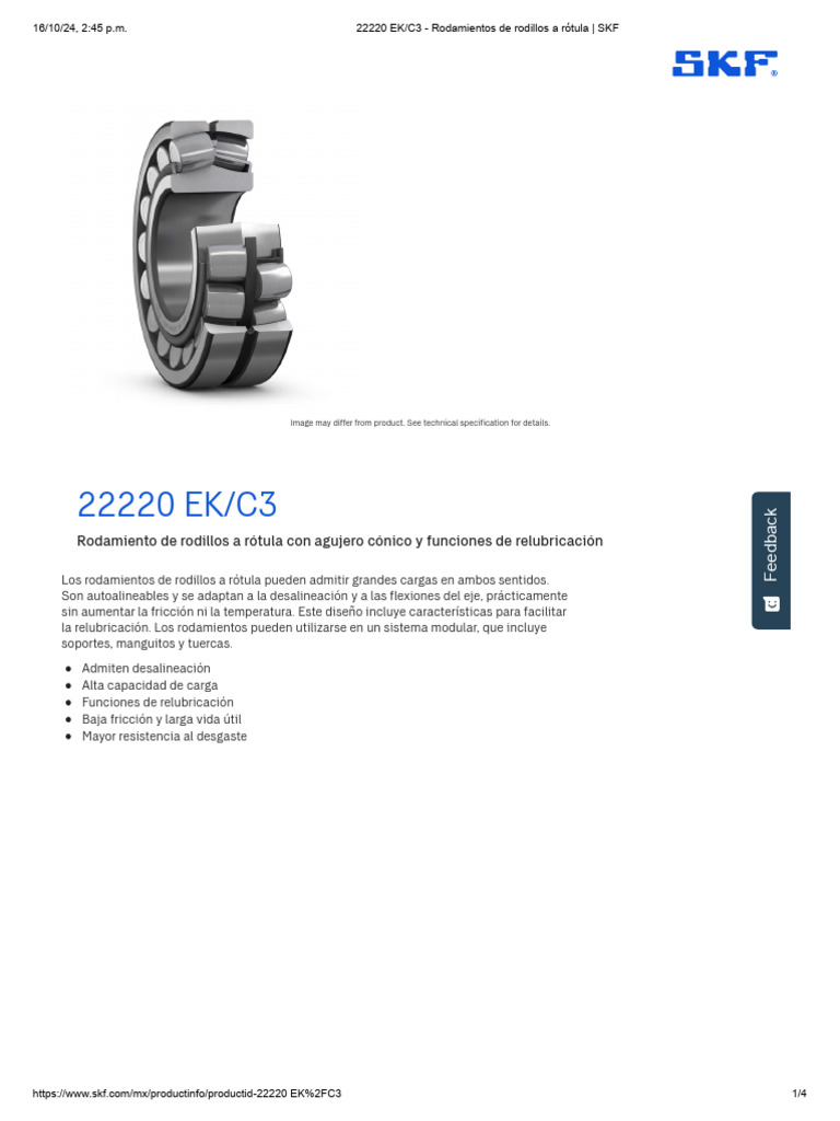 22220 EK_C3 - Rodamientos de Rodillos a Rótula _ SKF | PDF | Red ...