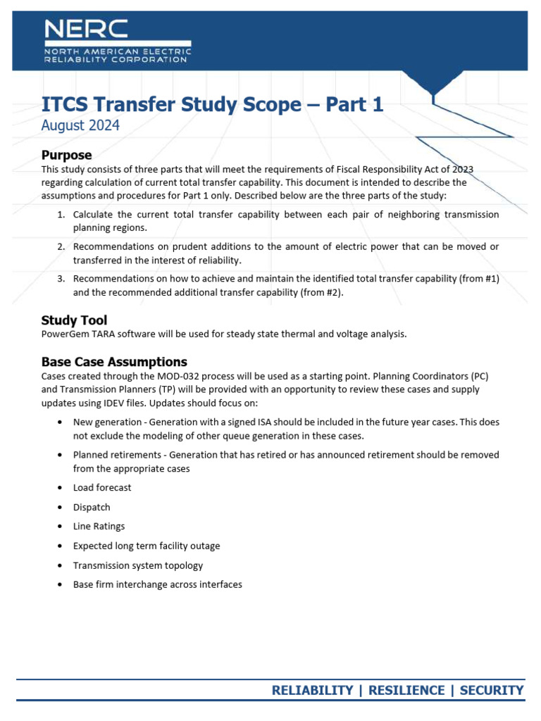 ITCS Transfer Study Scope Part 1 Final | PDF | Electric Power ...