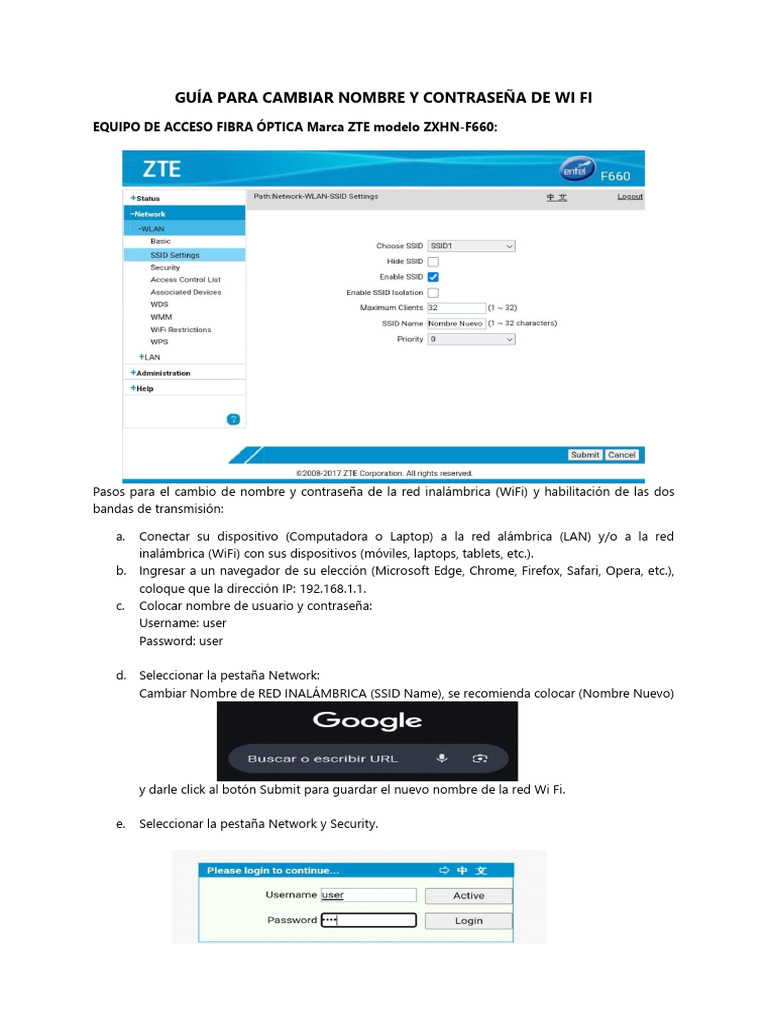 Guia para Cambiar Nombre y Contrasena de Wi Fi | PDF | Wifi | LAN inalámbrico