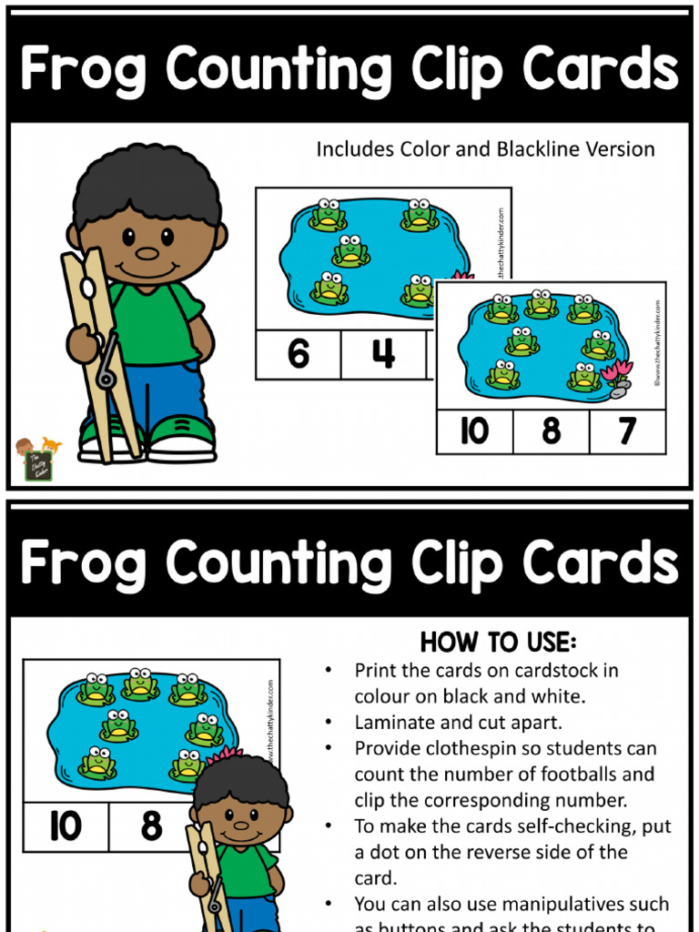 Frog Counting Clip Cards - Flatten | PDF