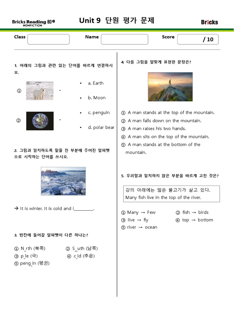 Bricks Reading 80 Nonfiction - L1 - Unit Test - Unit 09 | PDF