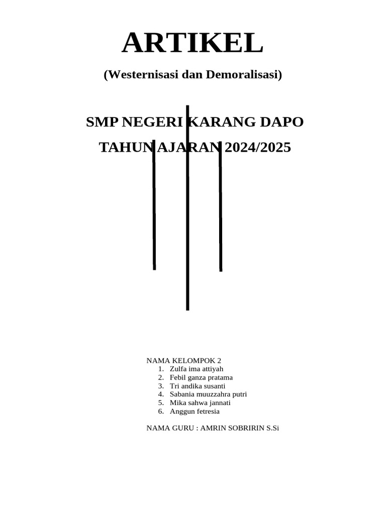 Dampak Westernisasi dan Demoralisasi | PDF | Ilmu Sosial