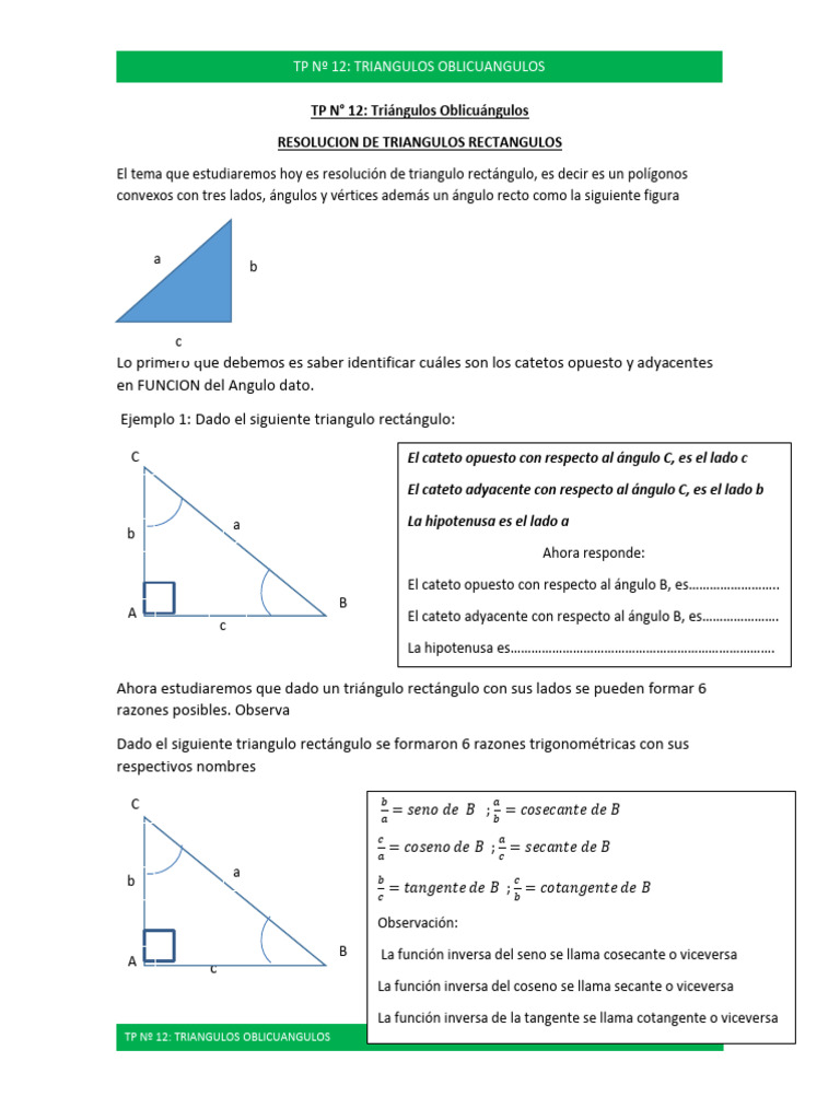 Mate 5a tp12 | PDF | Triángulo | Funciones trigonométricas
