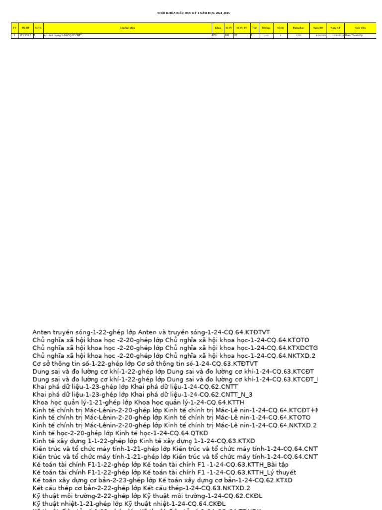 TKB HKI NH 24-25 230824 (Chính TH C) | PDF