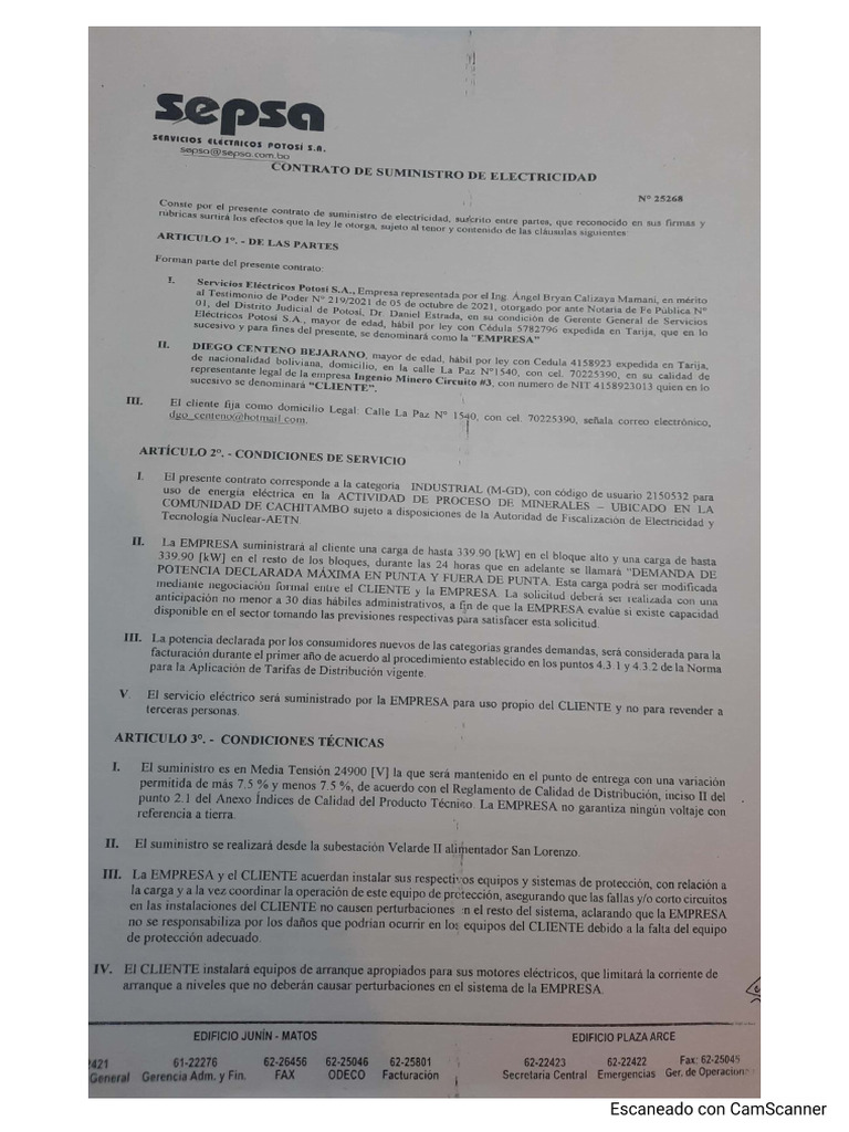 Contrato Sepsa | PDF