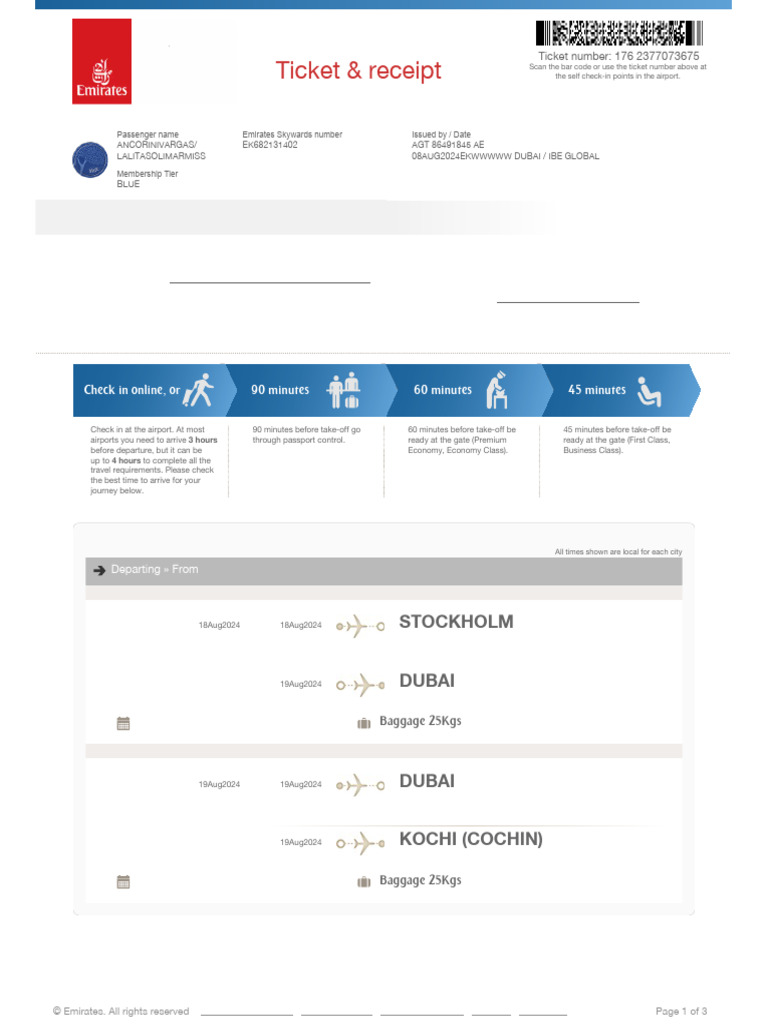 Emirates Ticket 5 | PDF | Aviation
