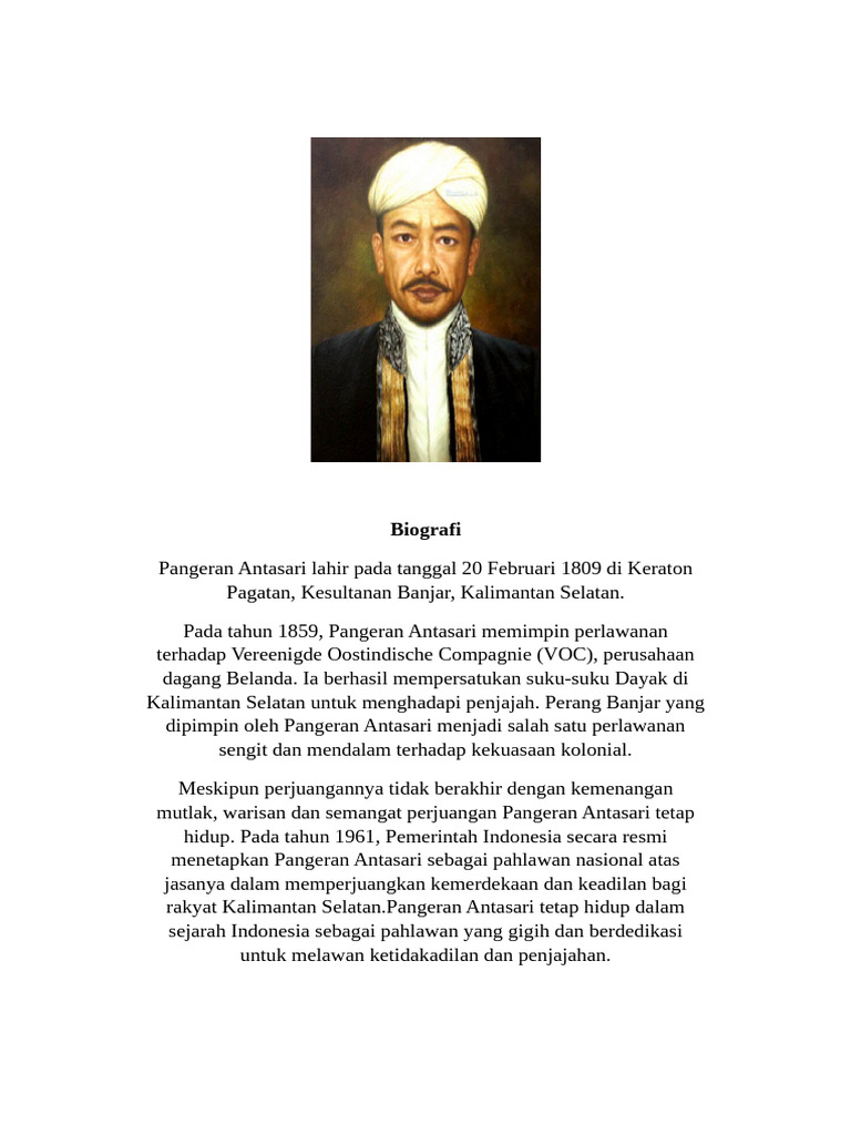 Biografi Pangeran Antasari | PDF | Sejarah