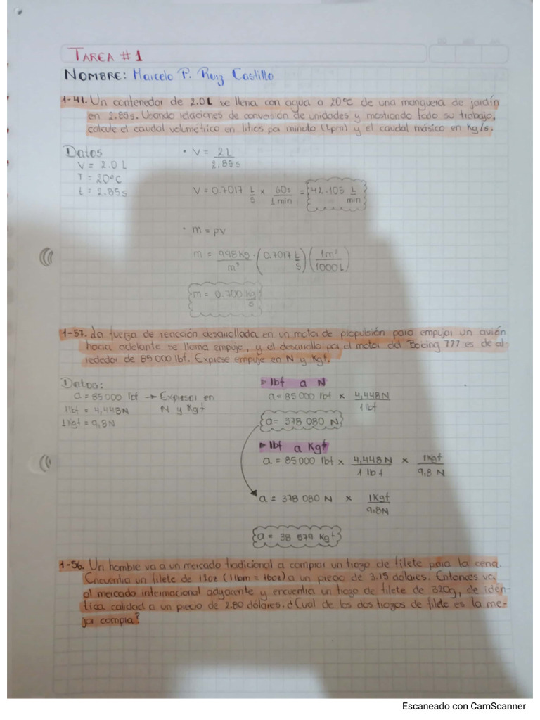 Tarea1 Mecanicadefluidos | PDF