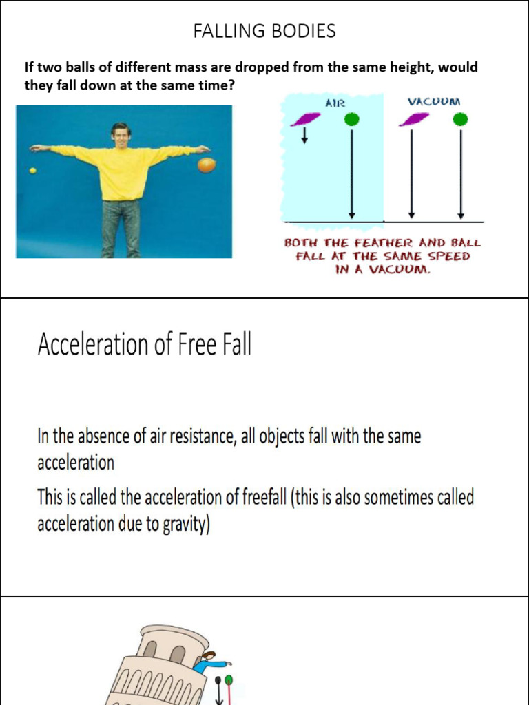 Falling Bodies: If Two Balls of Different Mass Are Dropped From The ...