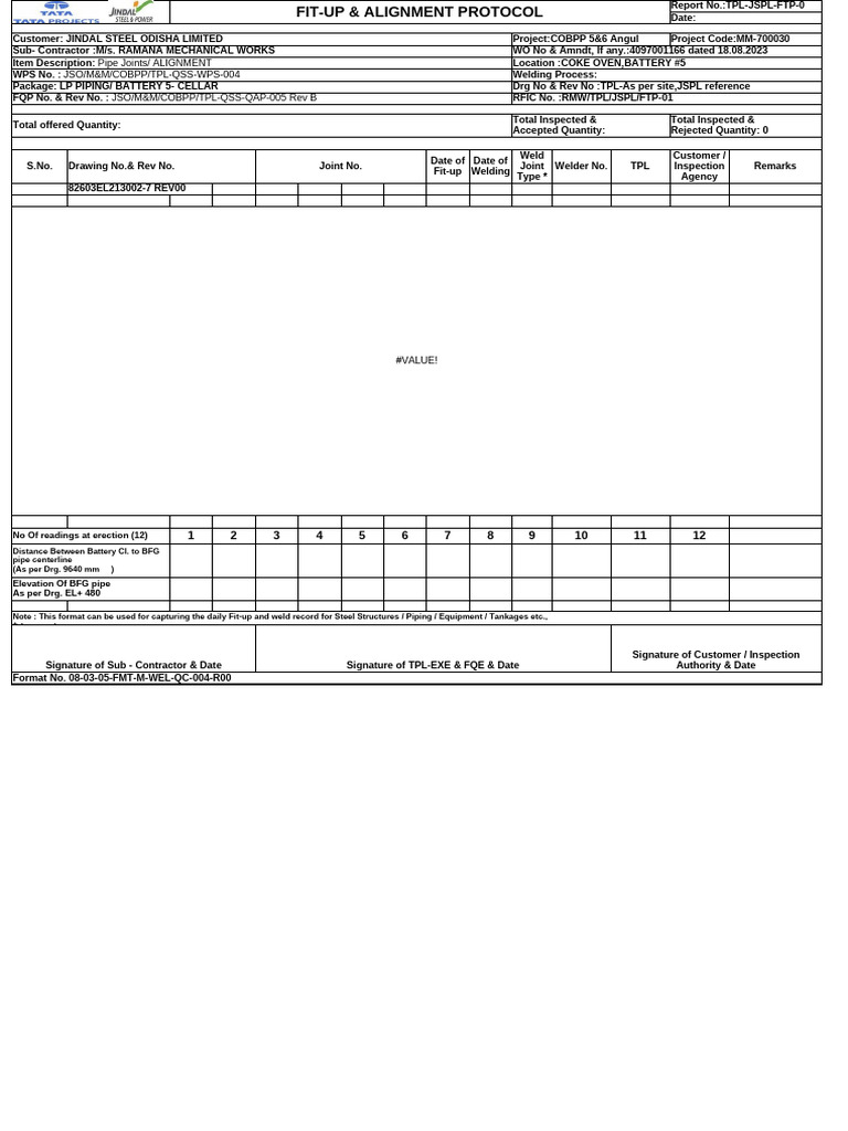 Fit-Up & Weld Visual Record Connecting Branches | PDF | Welding ...
