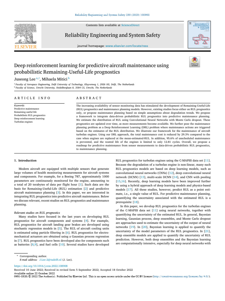 Deep Reinforcement Learning For Predictive Aircraft Maintenance Using Probabilistic Remaining ...