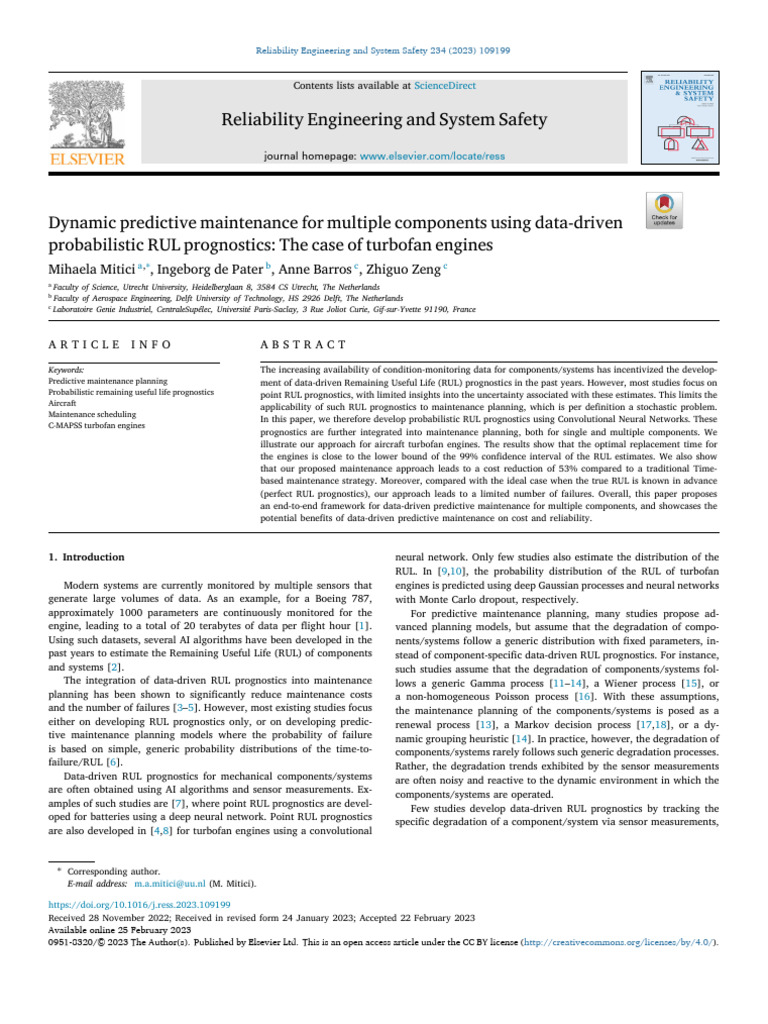 Dynamic Predictive Maintenance For Multiple Components Using Data-Driven Probabilistic RUL ...