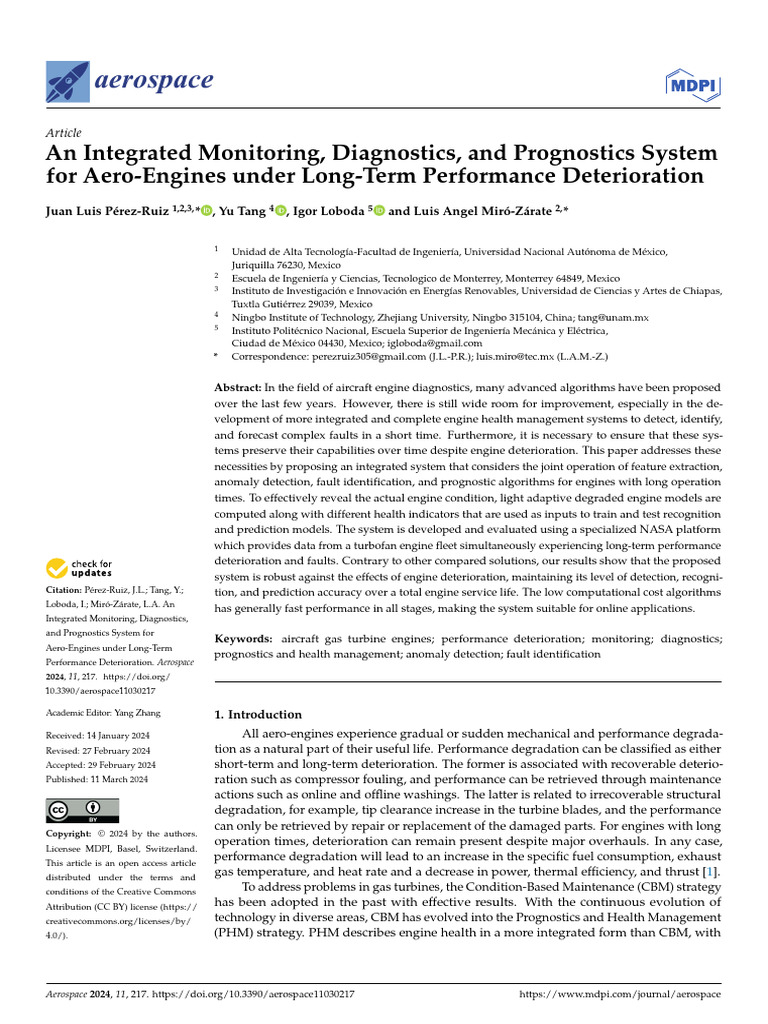 An Integrated Monitoring, Diagnostics, and Prognostics System For Aero-Engines Under Long-Term ...