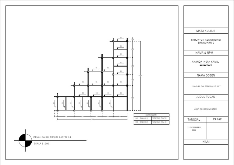 Denah Balok 1-4 | PDF