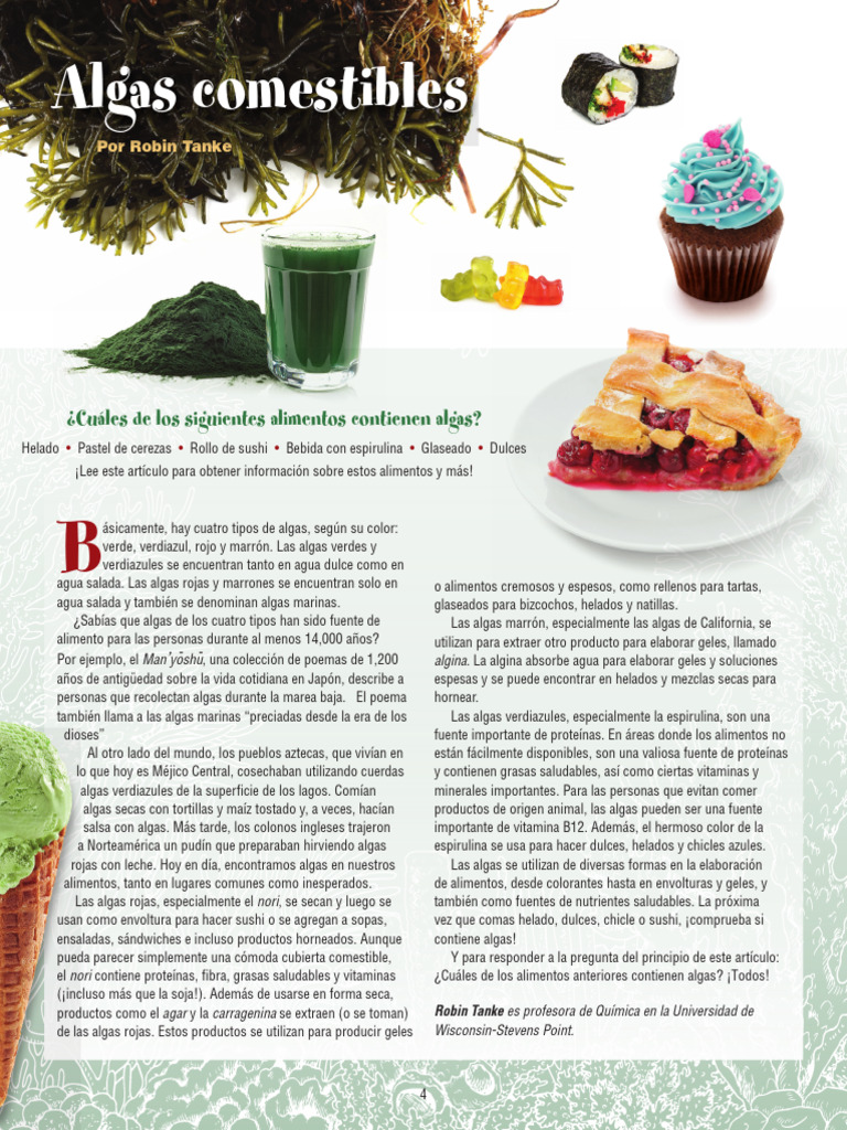 Edible Algae Spanish | PDF | Alimentos | Algas