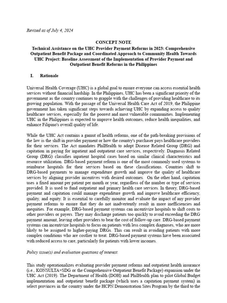 [COBP-CATCH] Concept Note | PDF | Universal Health Care | Patient