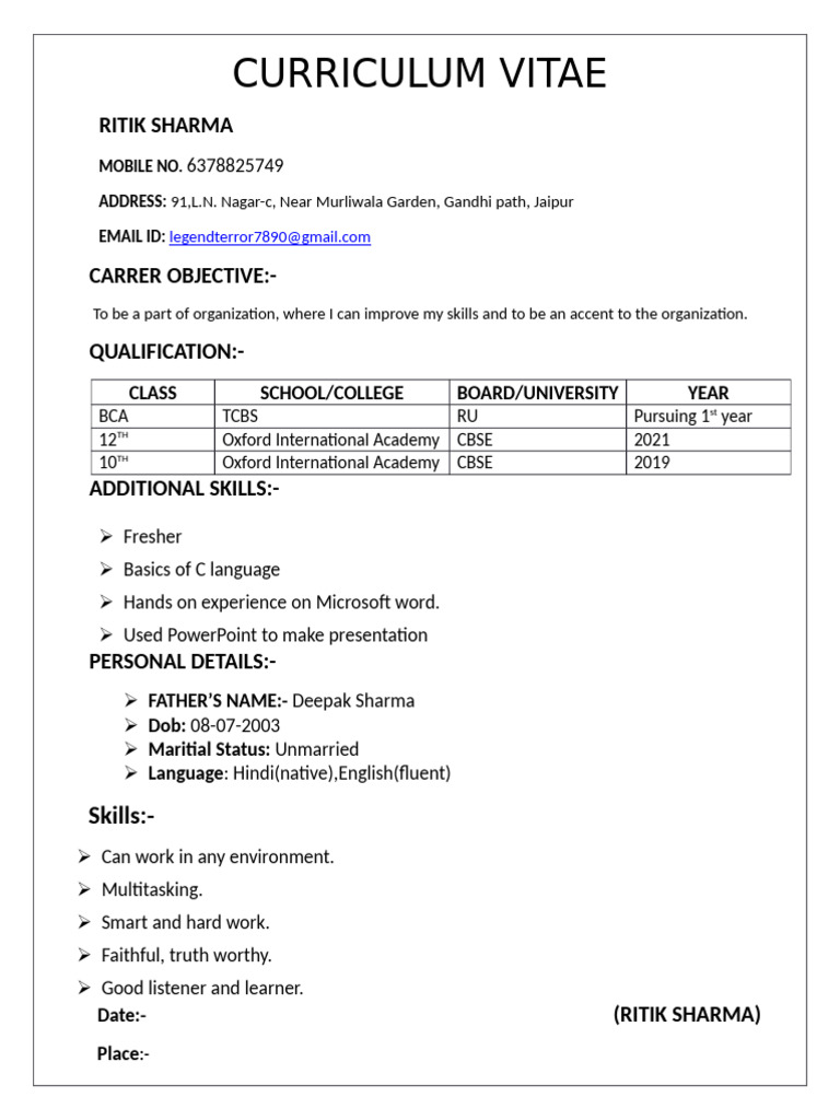 Ritik CV | PDF