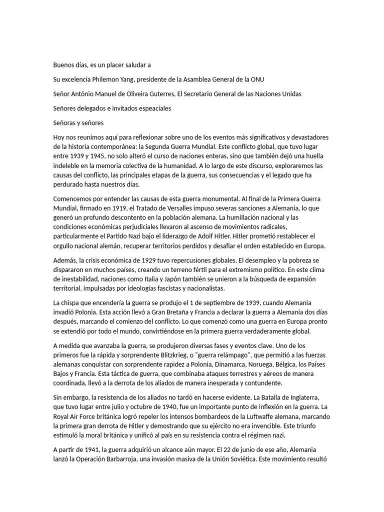 Discurso Formal | PDF | Alemania nazi | Segunda Guerra Mundial