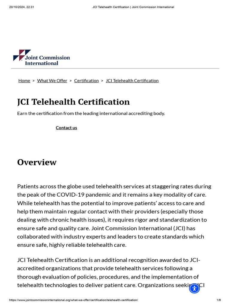 JCI Telehealth Certification - Joint Commission International | PDF ...