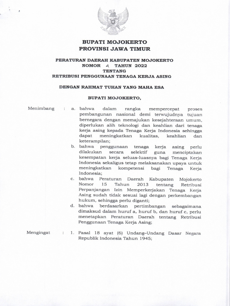 SK Perda TKA Disnaker 2022 | PDF