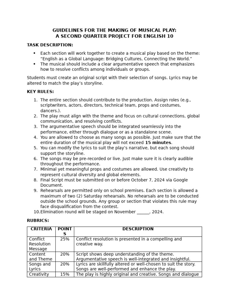 Guidelines For Project Making English 10 | PDF | Human Communication