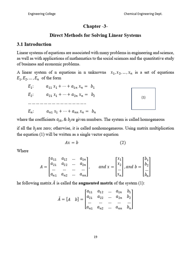 LEC 3 Matries Direct Method | PDF | System Of Linear Equations ...
