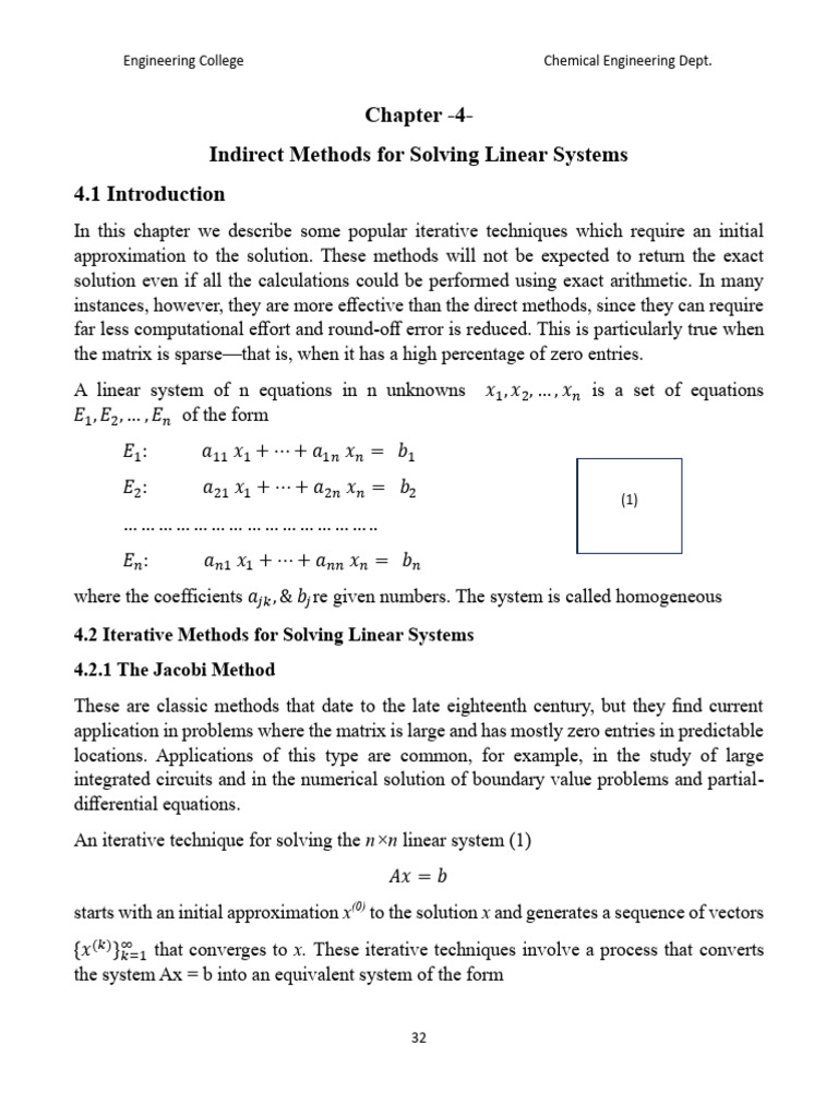 LEC 4 matries indirect method | PDF | System Of Linear Equations | Mathematical Concepts