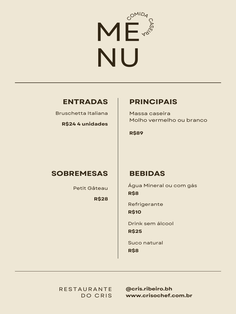 C%C3%B3pia de Menu Card%C3%A1pio Restaurante Minimalista Branco | PDF ...