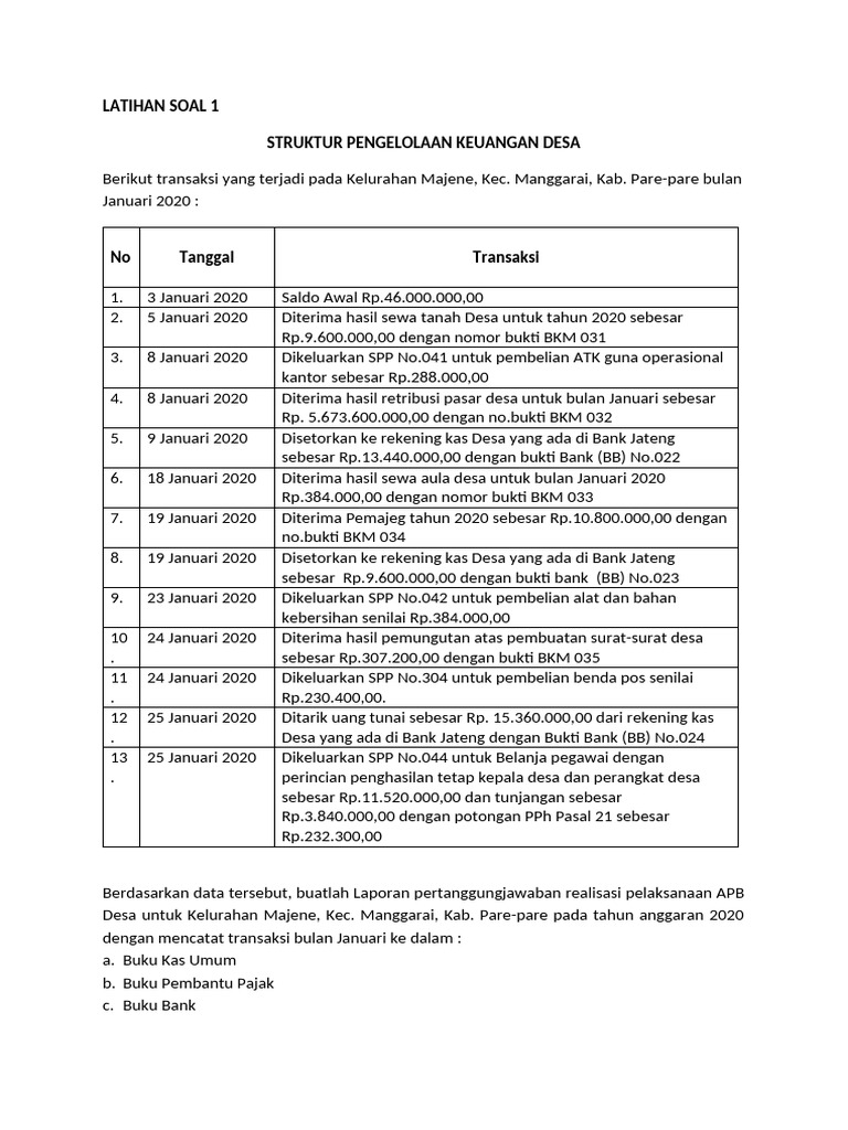 Latihan Soal Palip | PDF | Pengelolaan Keuangan & Uang