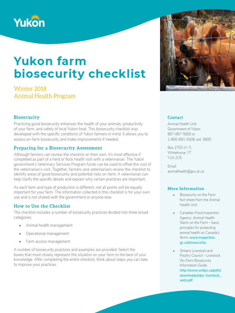 Env Farm Biosecurity Checklist | PDF | Veterinary Medicine | Quarantine