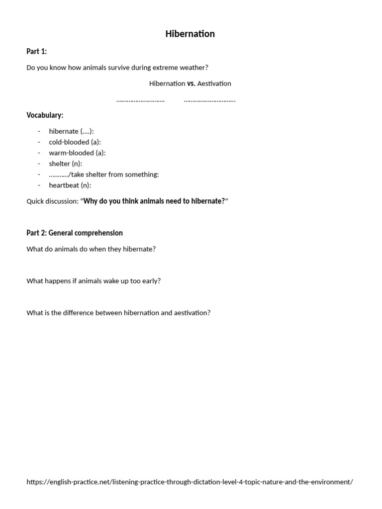 Hibernation - Practice Listening | PDF | Physiology | Zoology