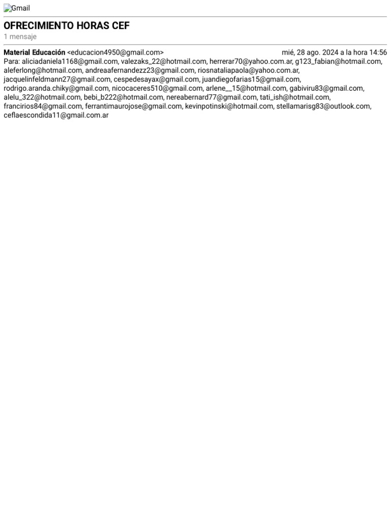 Gmail - OFRECIMIENTO HORAS CEF | PDF