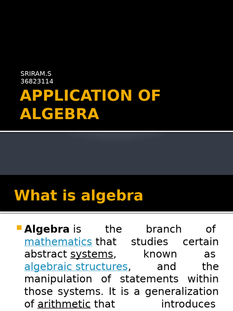 Application of Algebra | PDF | Algebra | Mathematics