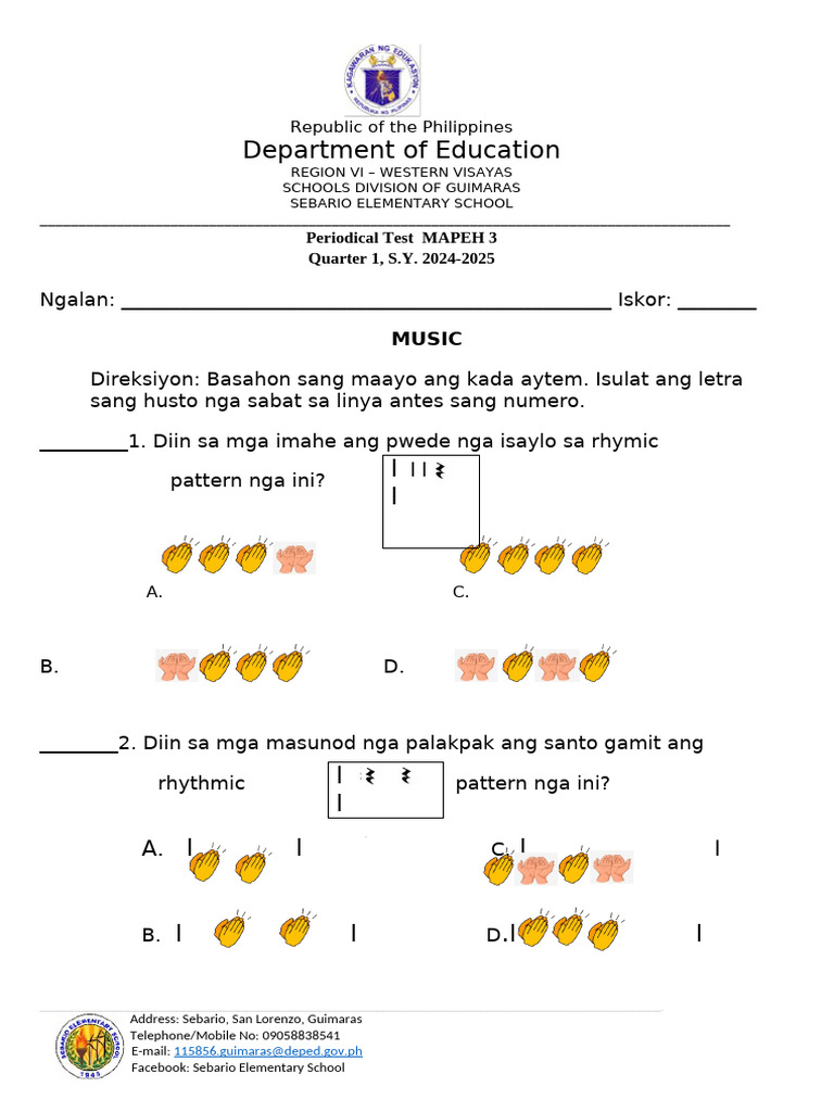 PT - Q1 - Mapeh - MTB 3 | PDF