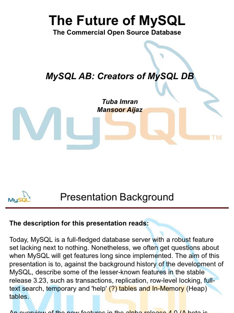 MySql Presentation | PDF | My Sql | Database Index