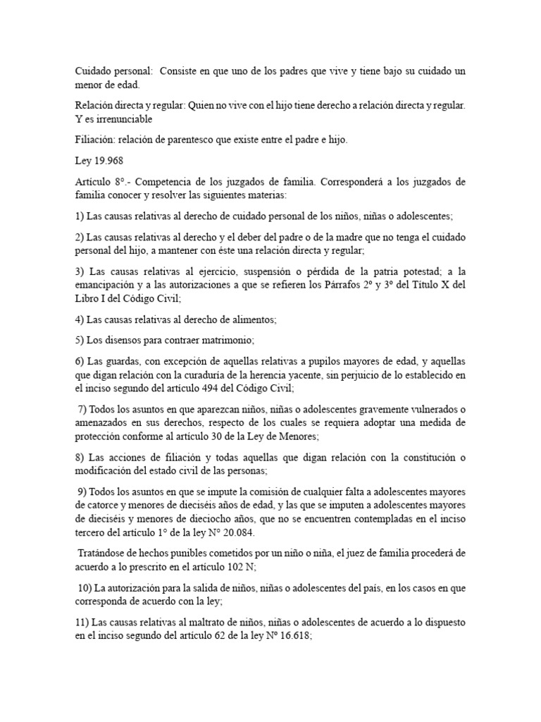 Competencias y Procedimientos en Juzgados de Familia | PDF | Demanda ...