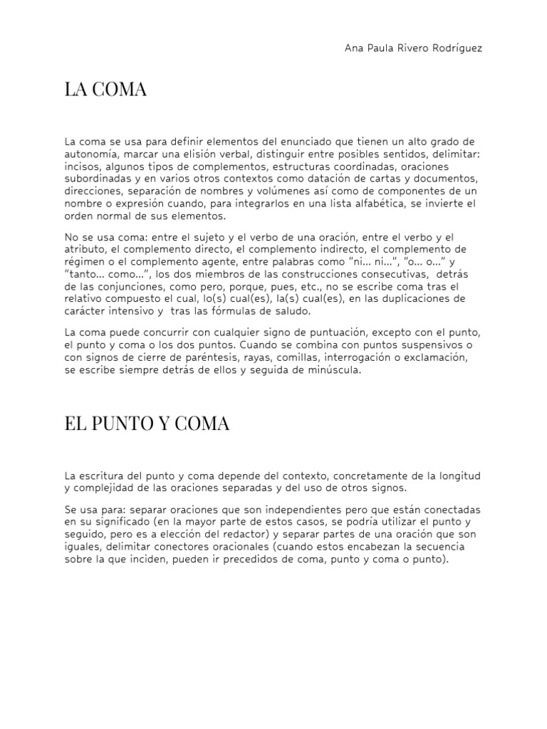 Uso correcto de la coma y punto y coma | PDF