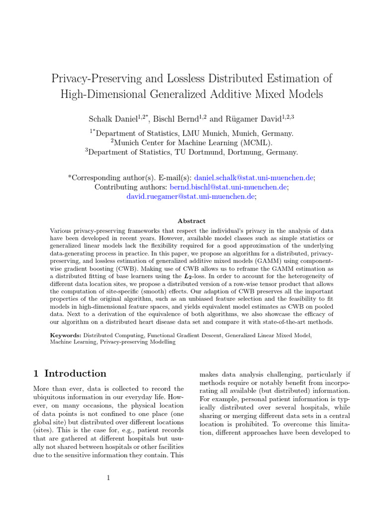 Privacy-Preserving and Lossless Distributed Estimation of High-Dimensional Generalized Additive ...