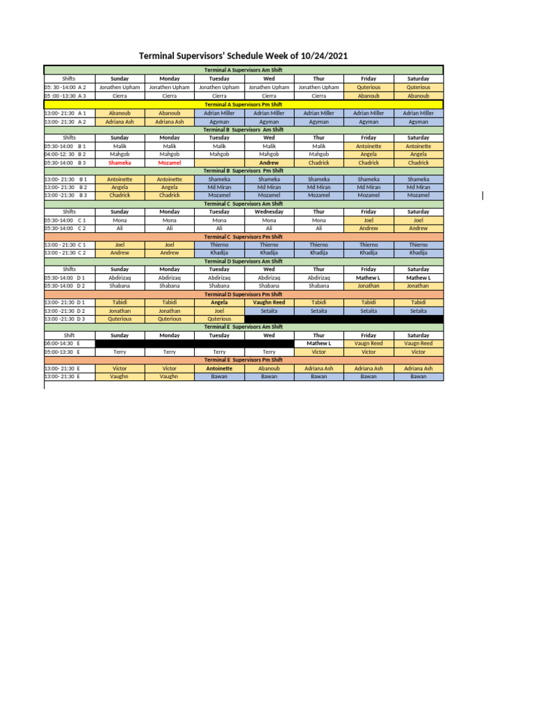 104 Supervisors' Schedule Week of Oct 24th | PDF