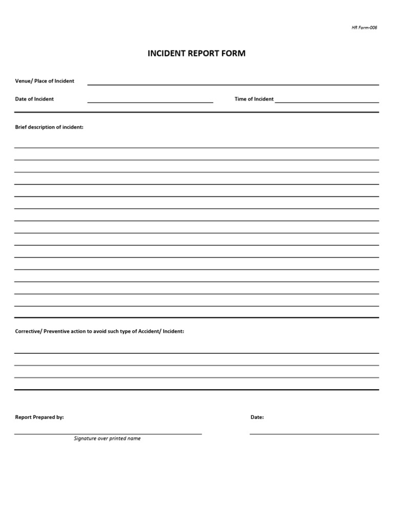 Incident Report Form | PDF