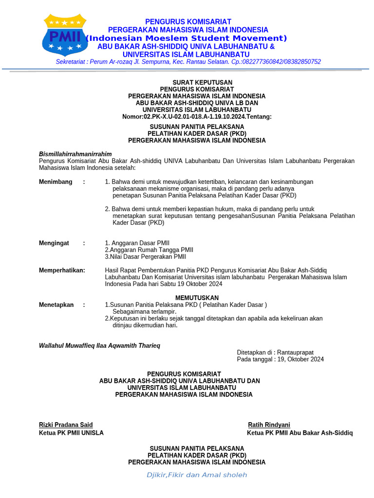 SK Panitia PKD RAYA 2024 | PDF